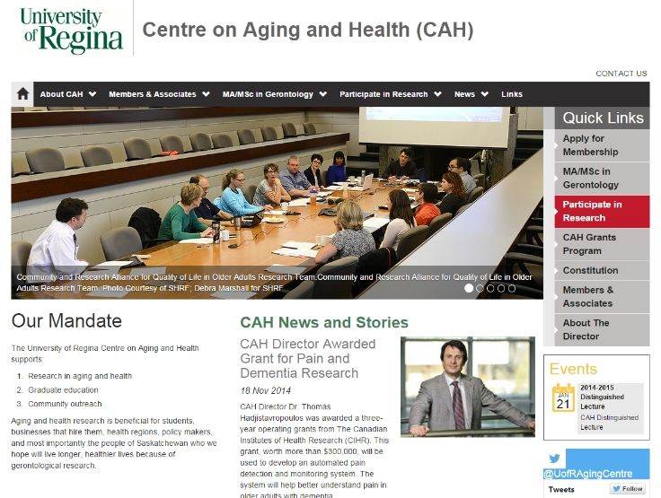 CAH Launches New Website - Centre on Aging and Health