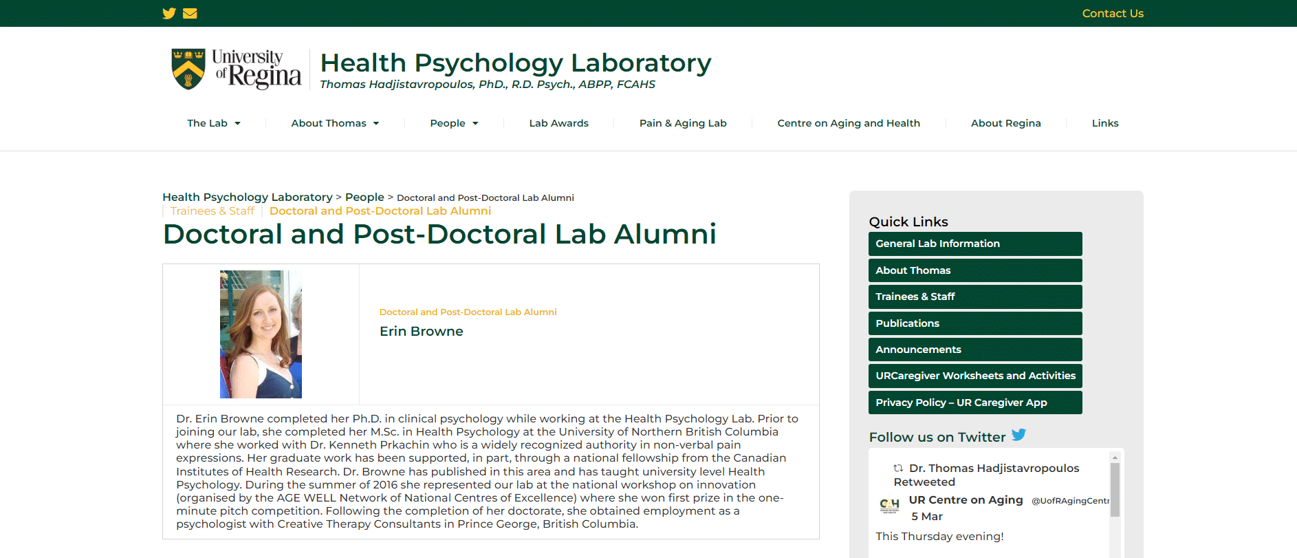Doctoral and Post-Doctoral Lab Alumni - Health Psychology Lab